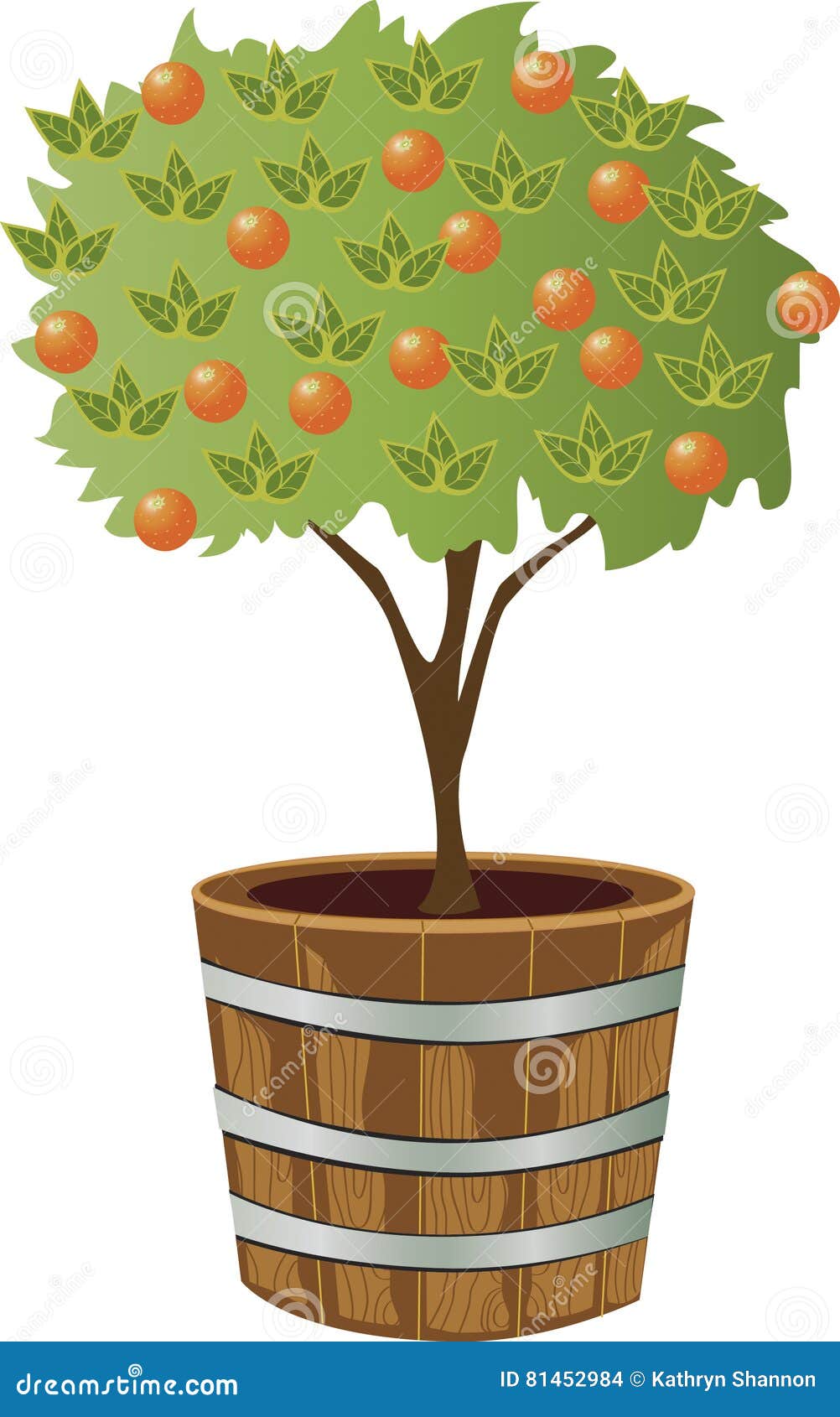 Orange tree in container stock vector. Illustration of fruit - 81452984