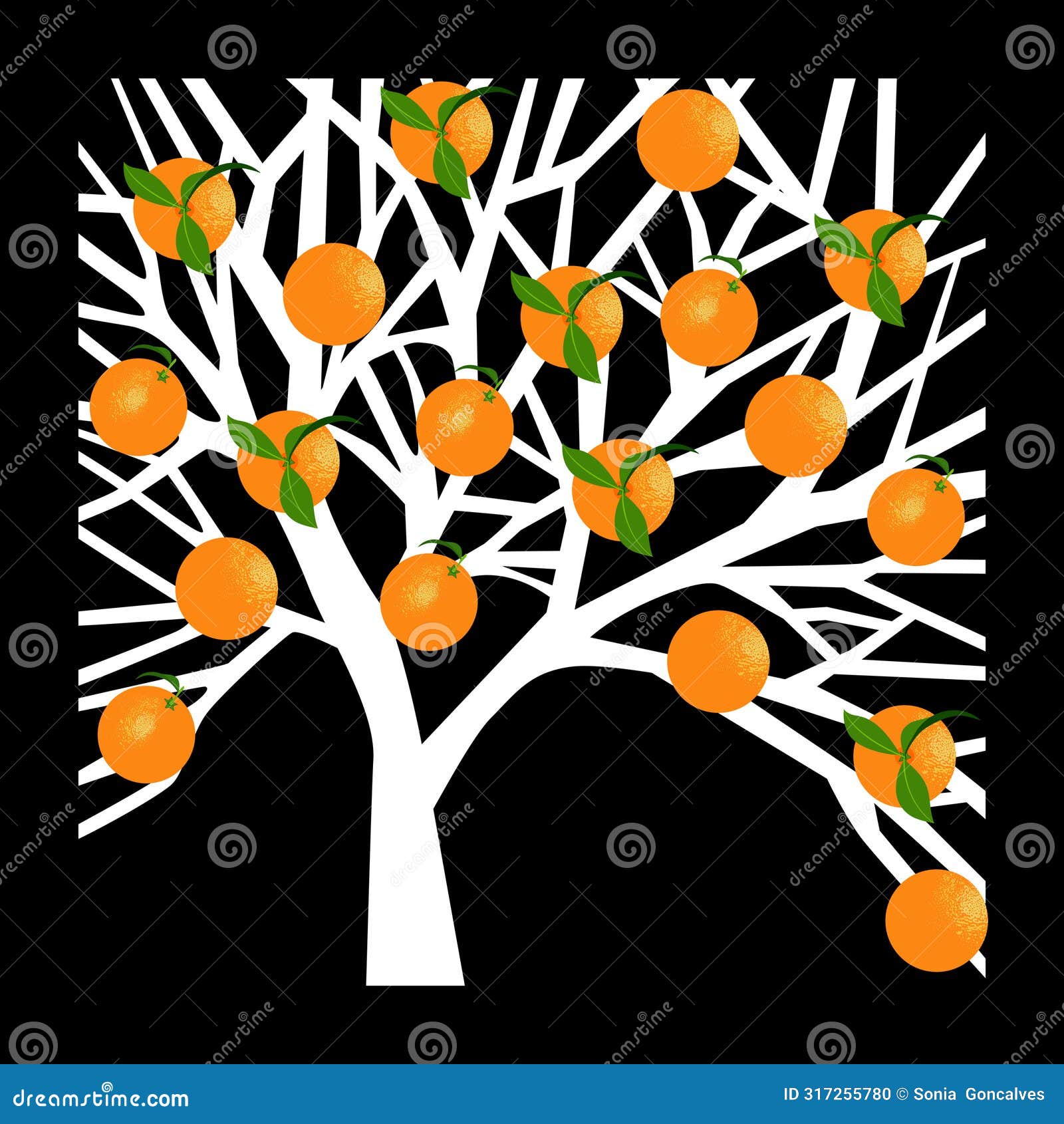 Orange Tree Icon on Black Background Stock Vector - Illustration of ...