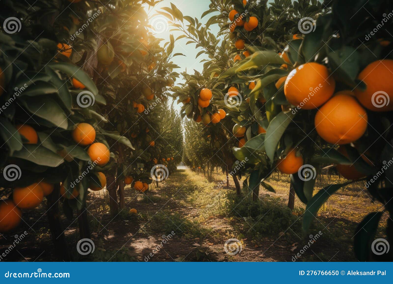Orange Trees in the Garden at the Orange Farm. Ai Generative Stock ...