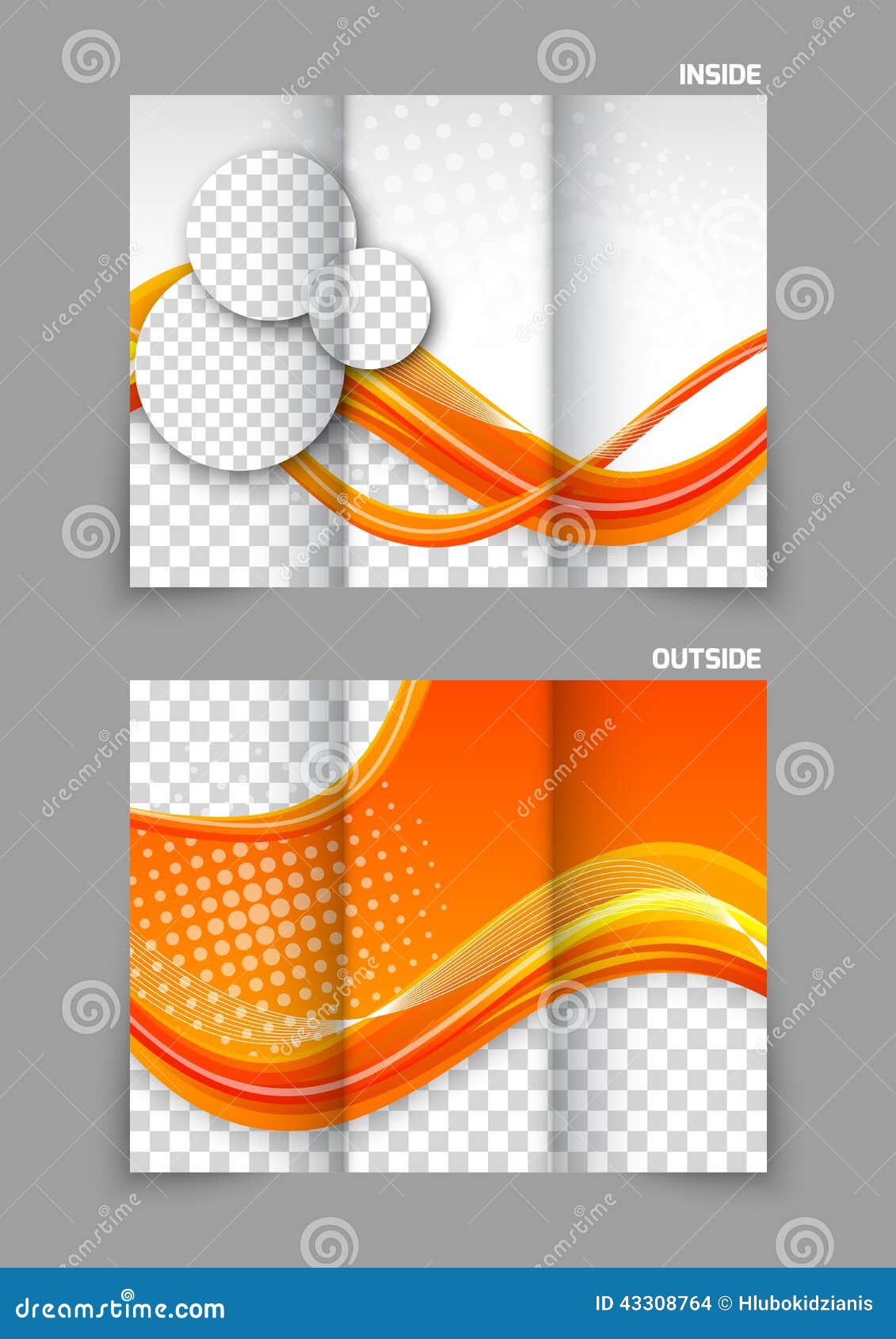 Orange tri-fold brochure stock vector. Illustration of fold - 43308764