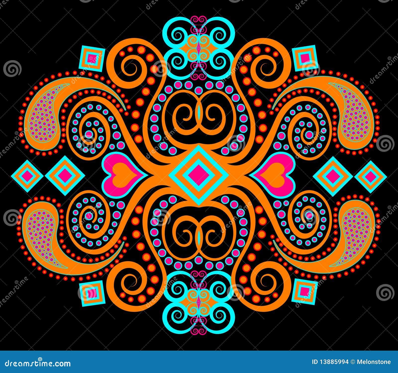 Orange Tribal Ethnic Pattern Stock Illustration - Illustration of ...