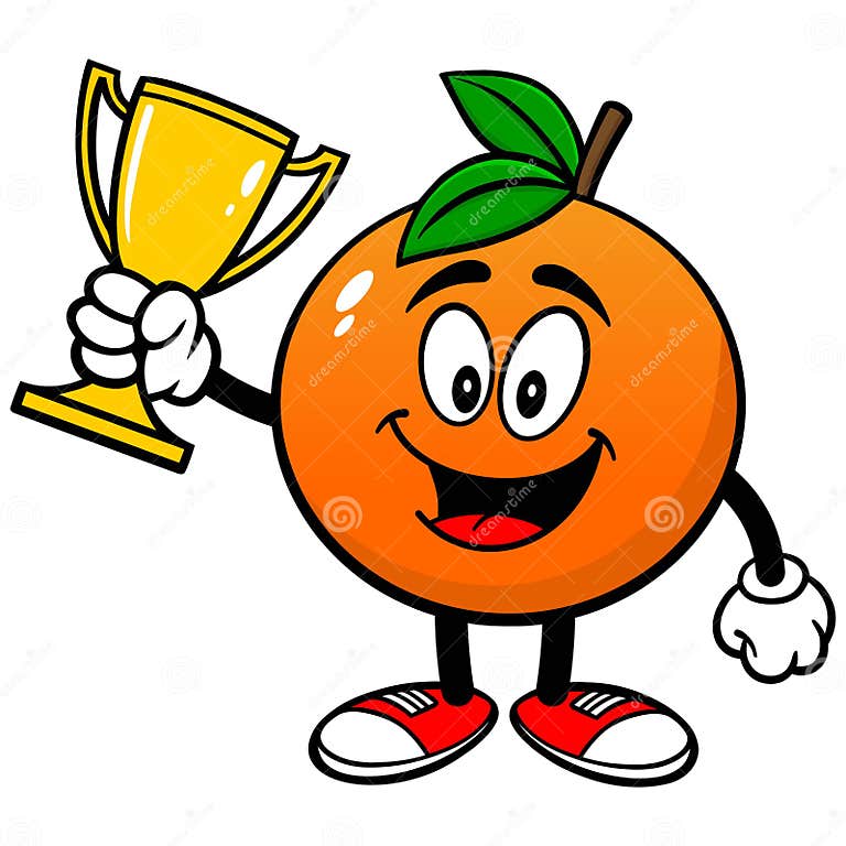 Orange with Trophy stock vector. Illustration of peel - 72946771