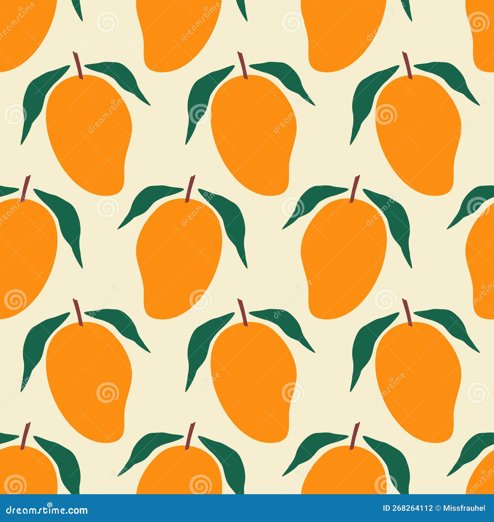 Orange Tropical Mango Hand Drawn Vector Illustration. Thailand Fruit in ...