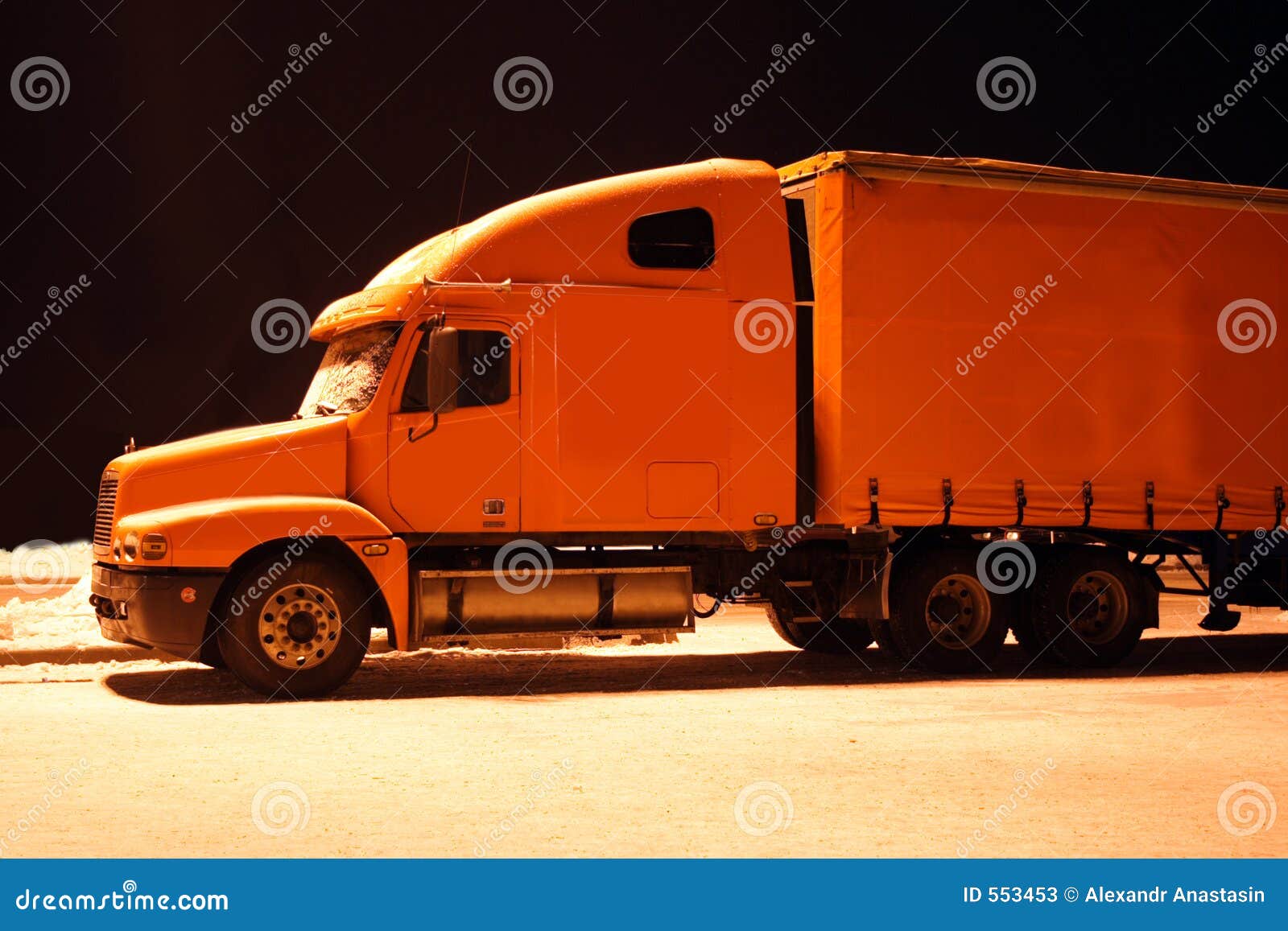 Orange truck stock image. Image of diesel, night, speed - 553453