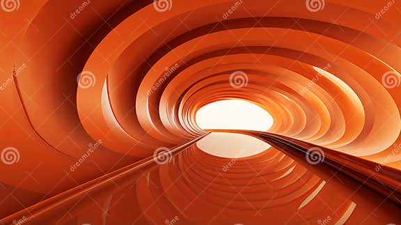 An Orange Tunnel with a Train Going through it Stock Illustration ...