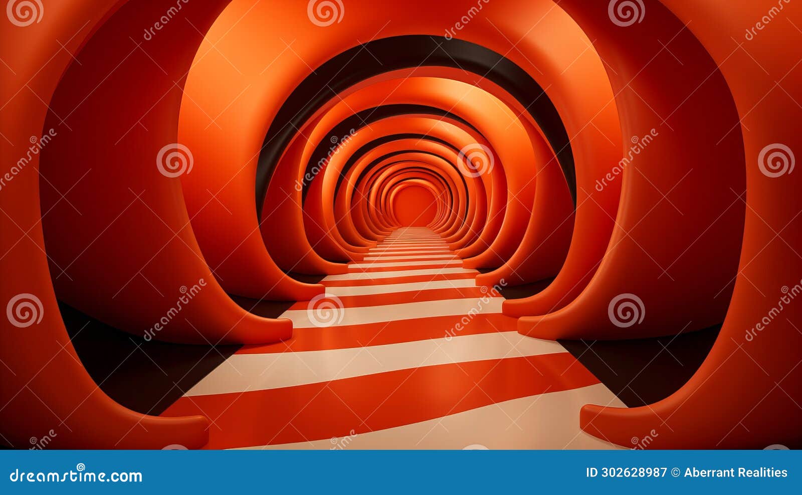 An Orange Tunnel with White and Red Stripes Stock Illustration ...