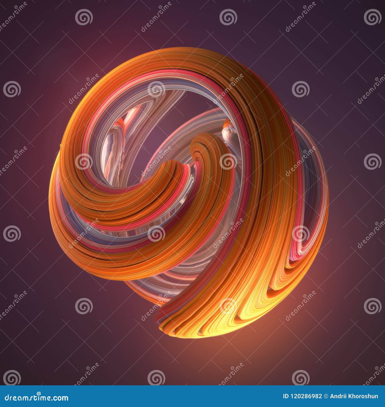 Orange Twisted Shape. Computer Generated Abstract Geometric 3D Render ...