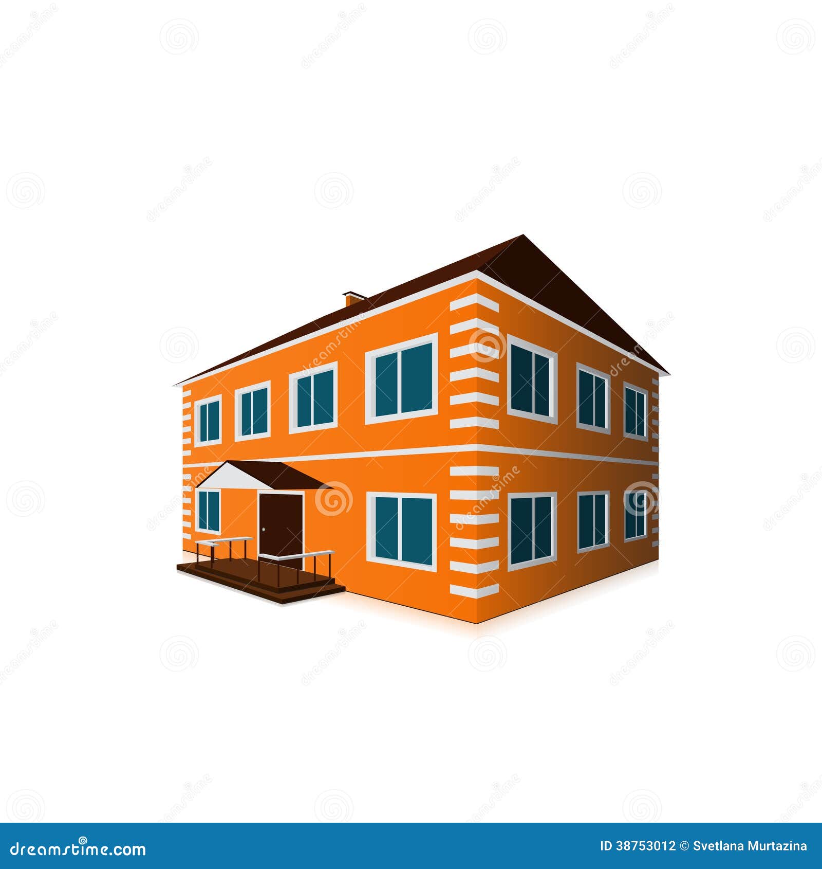 Orange Two-storey Detached House in Perspective Stock Vector ...