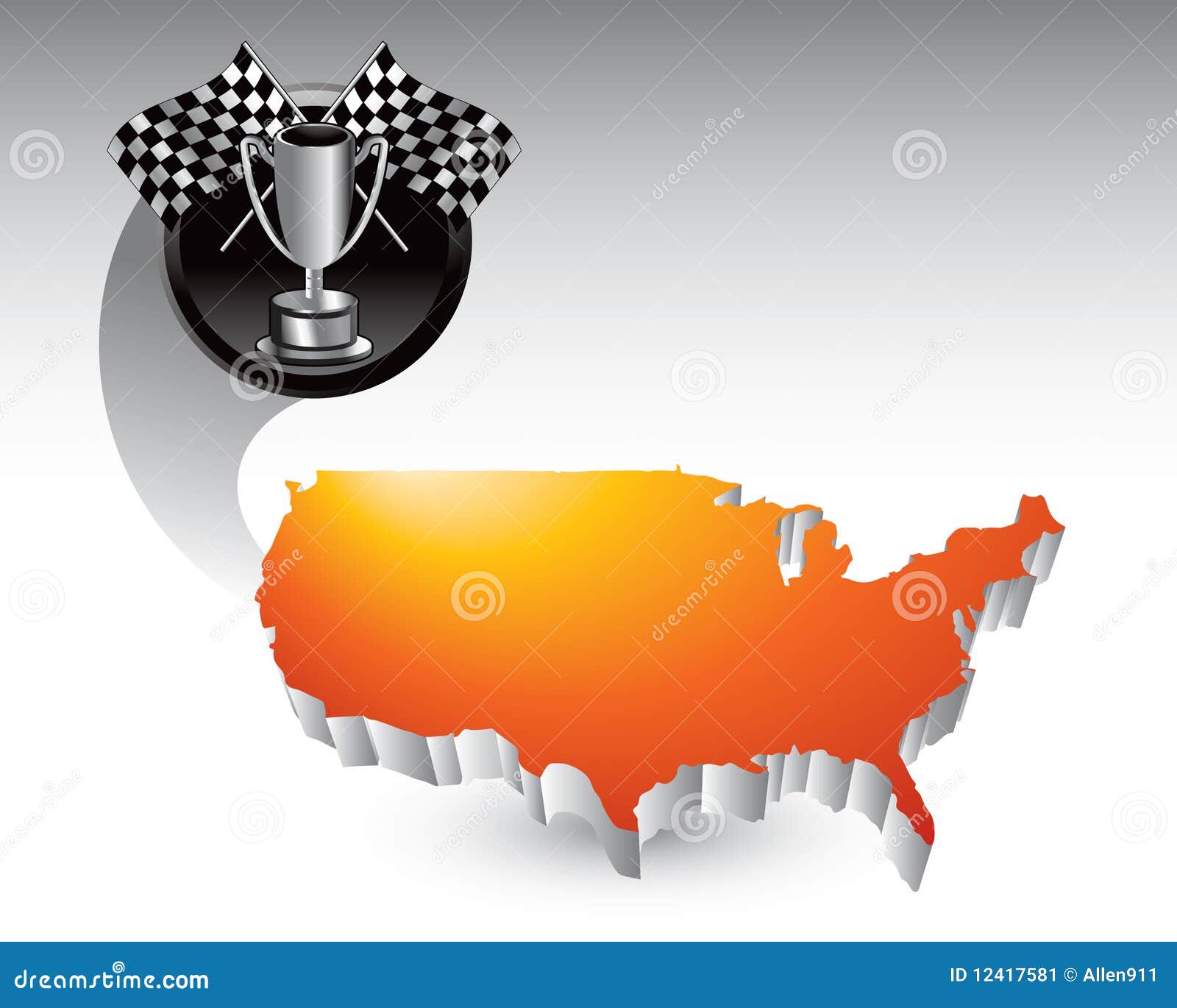 Orange U.S. Icon with Racing Flags and Trophy Stock Vector ...