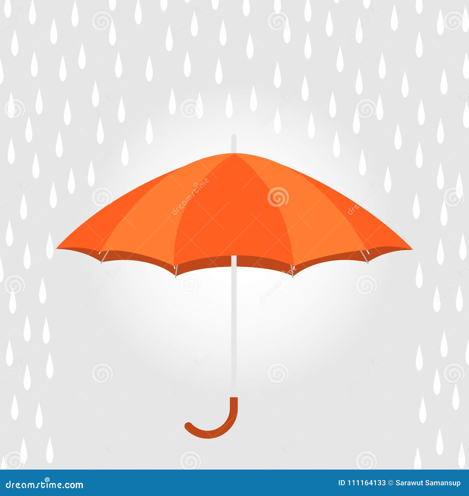 Orange Umbrella Rain Flat Vector Stock Vector - Illustration of comfort ...