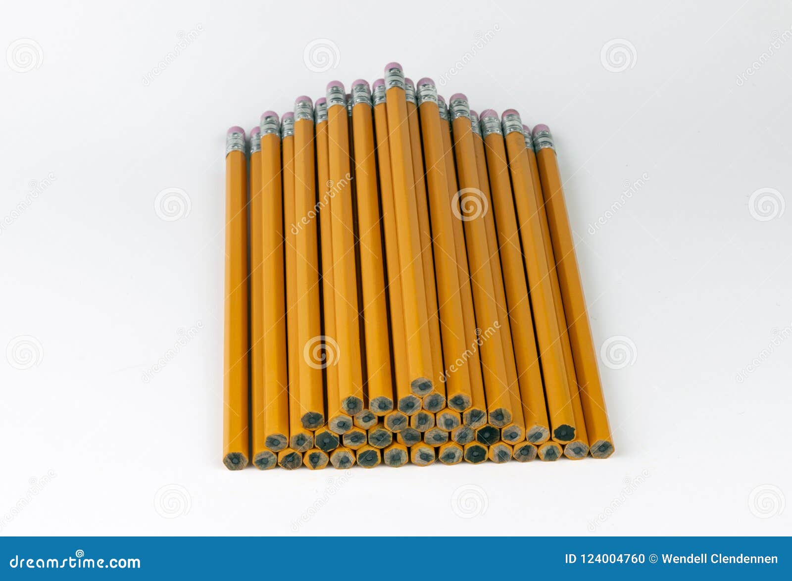 Orange, Unsharpend Pencils Neatly Stacked in a Pyramid Stock Photo ...