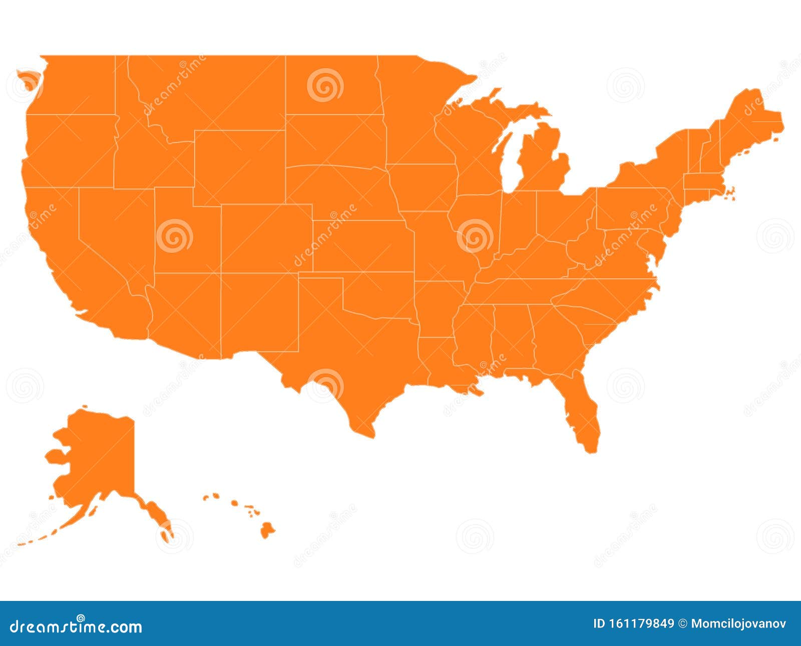Orange USA Map with State Borders Stock Vector - Illustration of orange ...