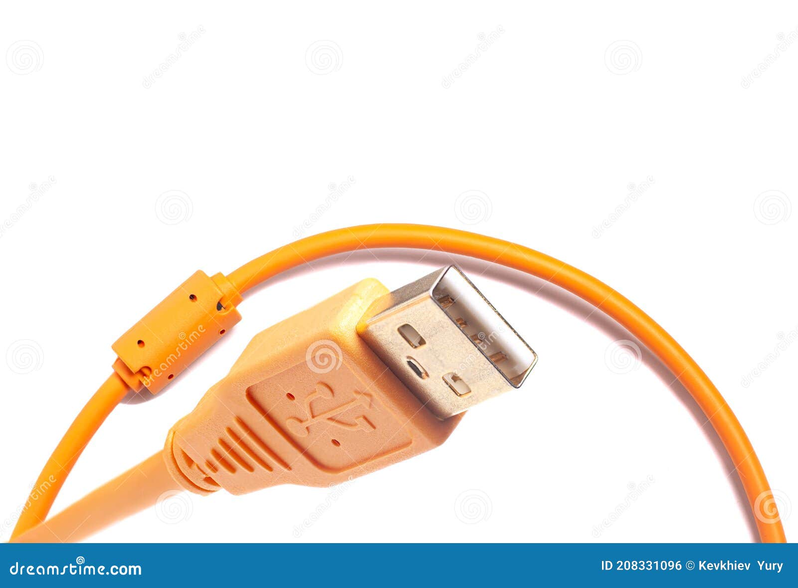 Orange USB Cable Isolated on White Background Stock Photo - Image of ...