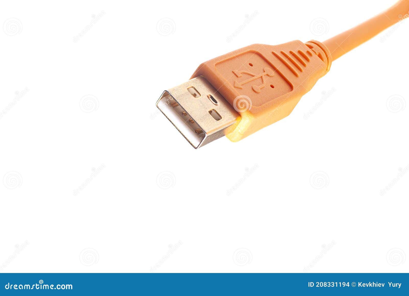 Orange USB Cable Isolated on White Background Stock Photo - Image of ...
