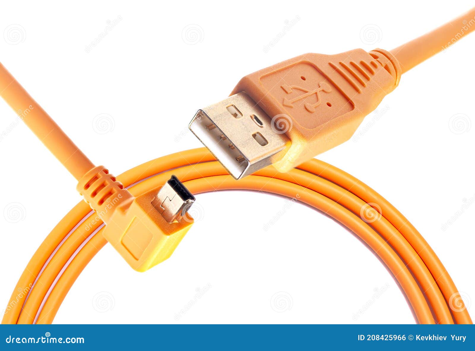 Orange USB Cable Isolated on White Background Stock Photo - Image of ...