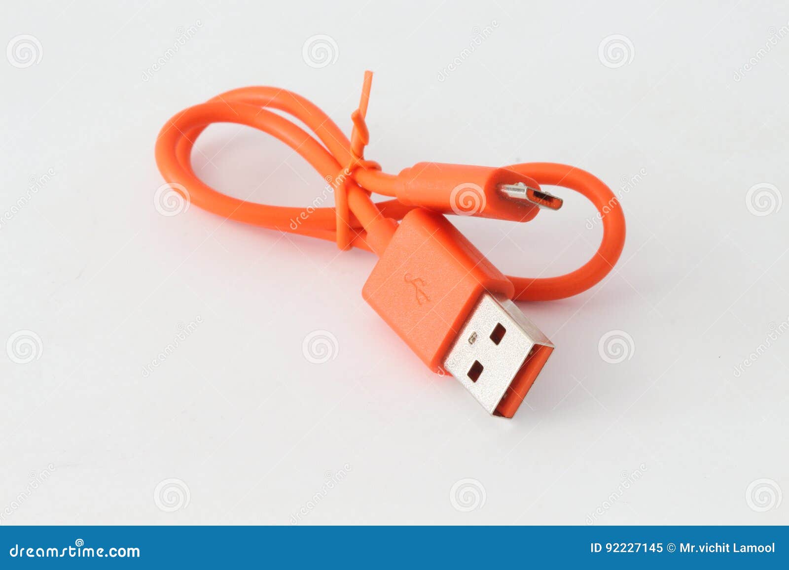 Orange USB Cable on White Background Stock Image - Image of closeup ...