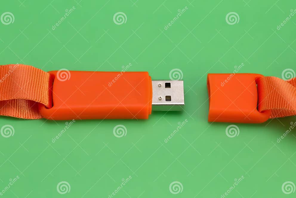 Orange USB Flash Memory on a Green Background Stock Photo - Image of ...