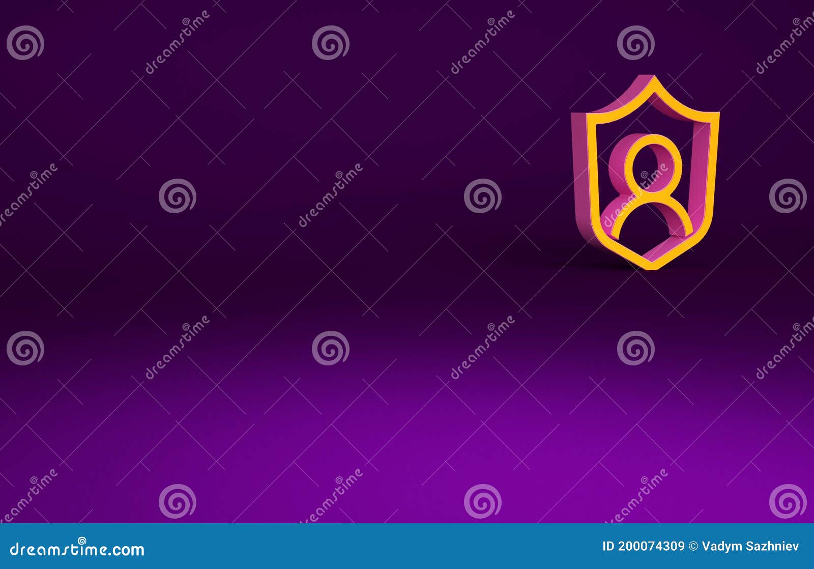 Orange User Protection Icon Isolated on Purple Background. Secure User ...