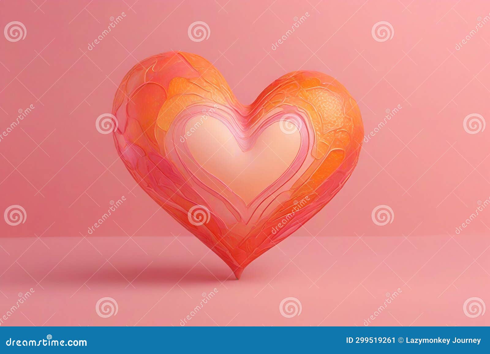 Orange Valentine Heart on a Gradient Pink Background Stock Illustration ...