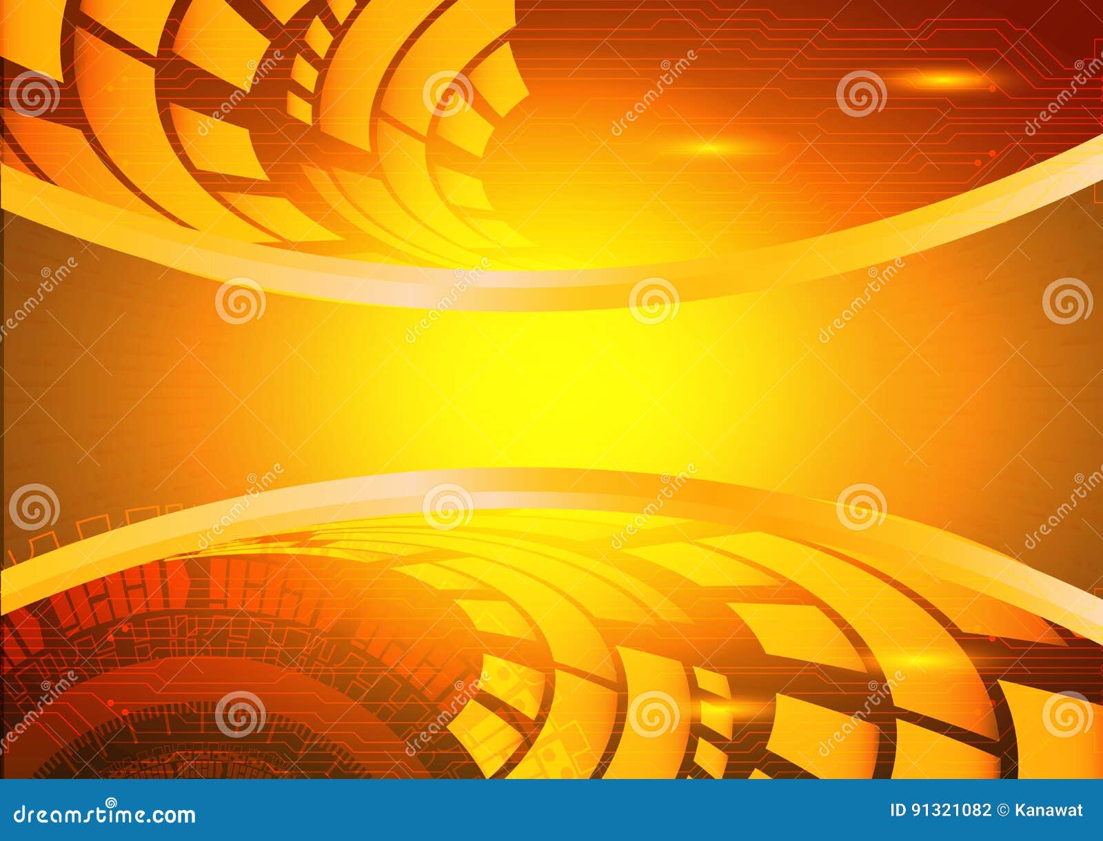 Orange Vector Abstract Geometric Technology Background with Circle Shape Stock Vector ...
