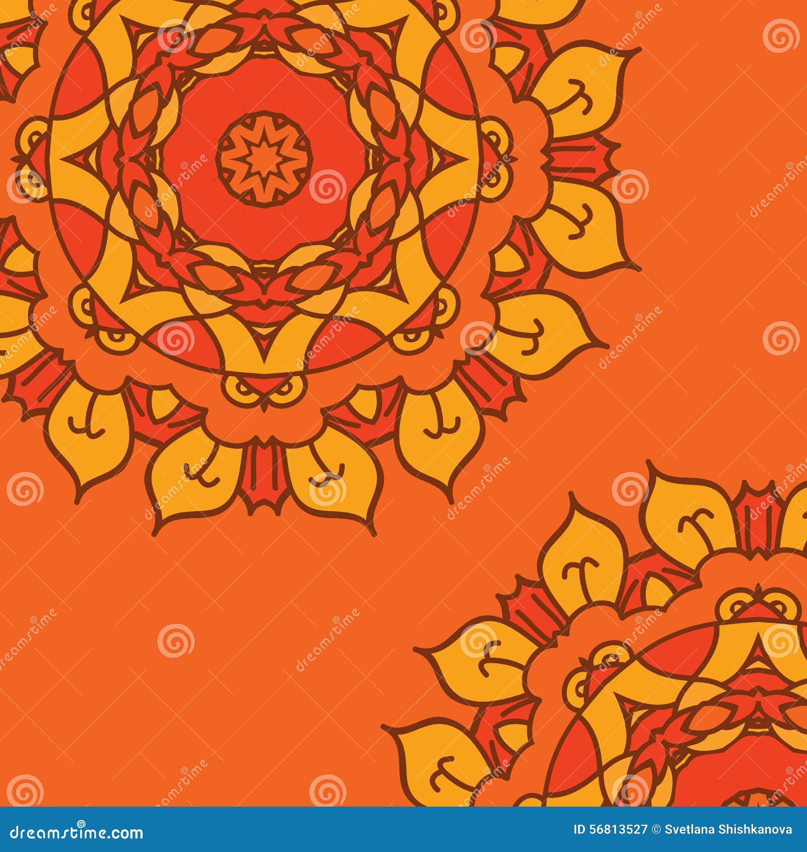 Orange Vector Background with Ornamental Mandala Stock Vector ...