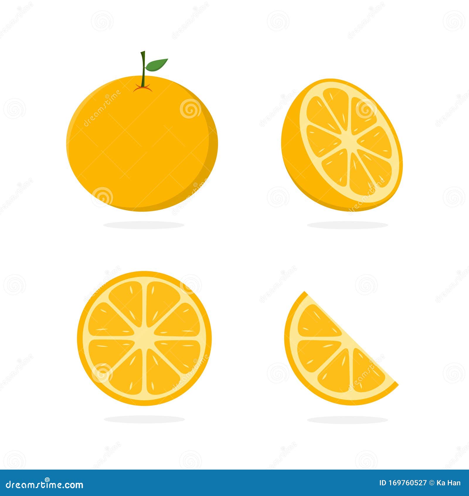Orange Vector. Slice of Lemon. Orange Illustration Stock Vector - Illustration of healthy ...