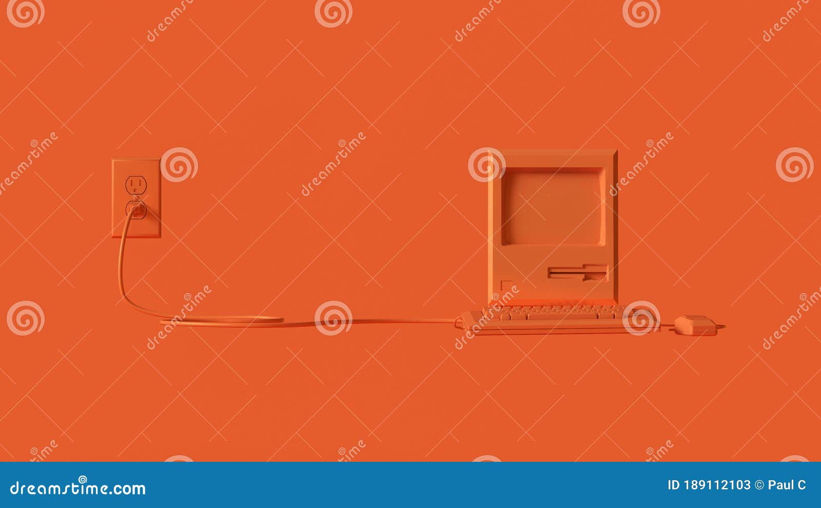 Orange Vintage Computer Keyboard and Mouse Stock Illustration ...