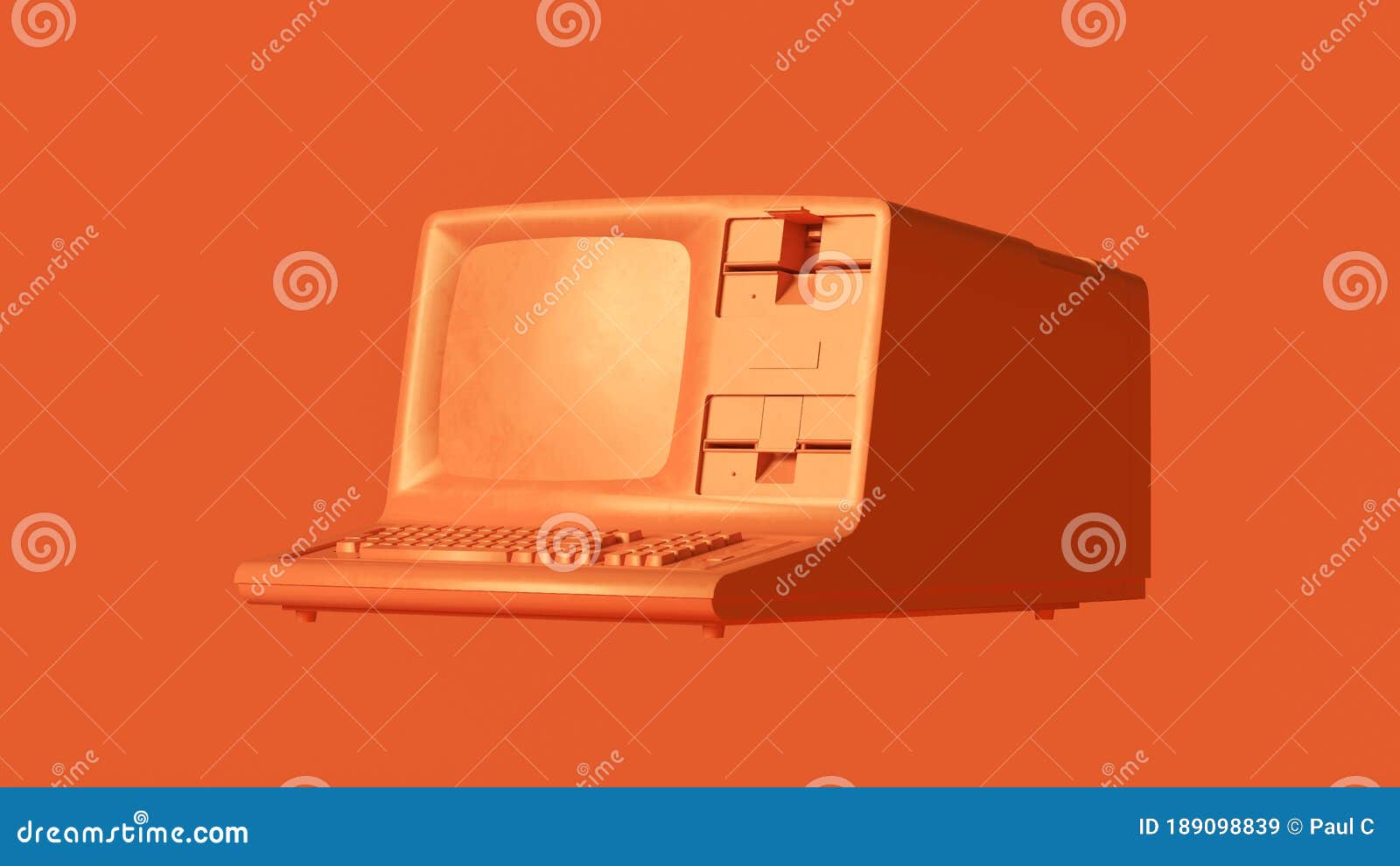 Orange Vintage Computer stock illustration. Illustration of fashion ...