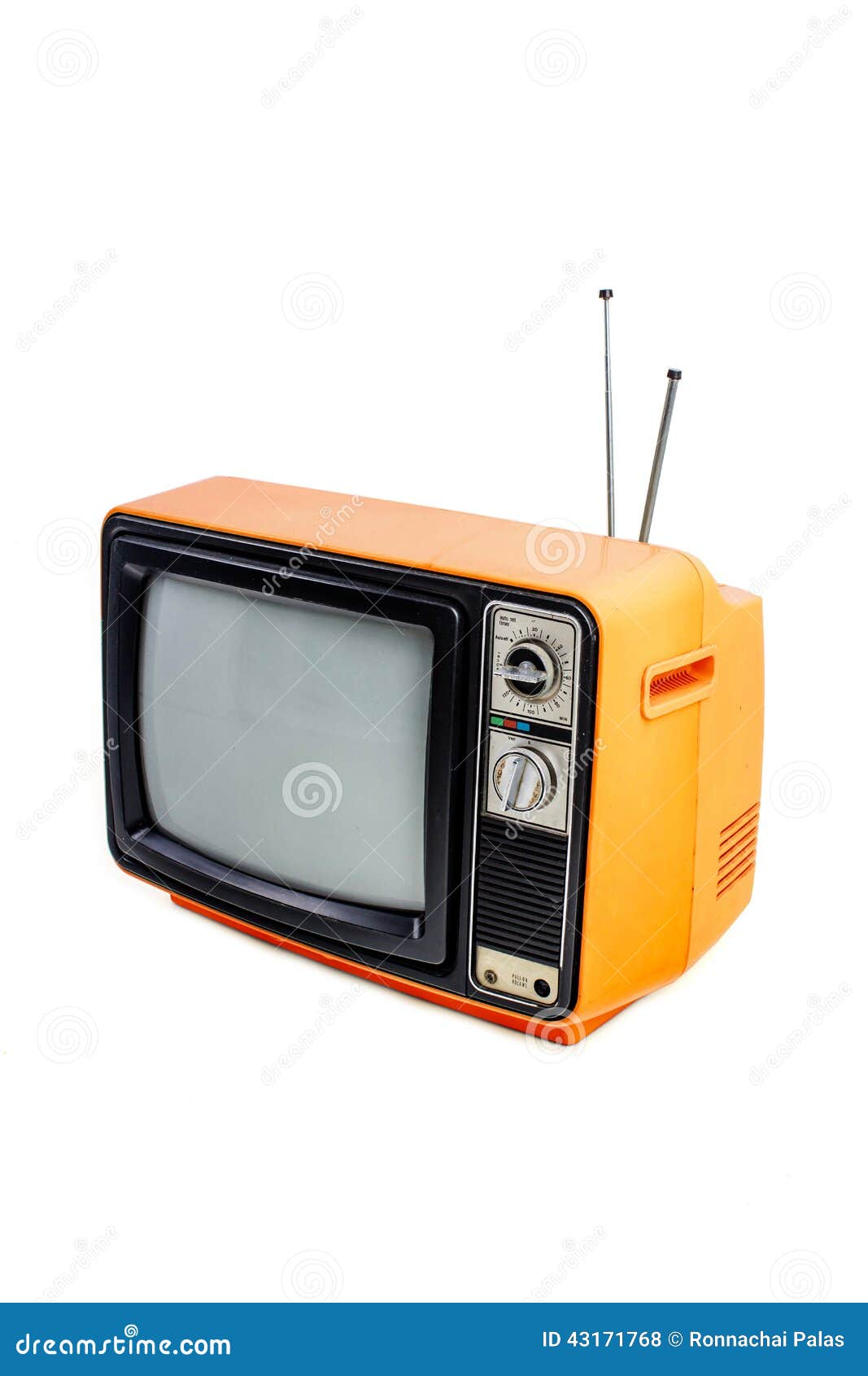 Orange Vintage Style Old Television Stock Photo - Image of isolated ...
