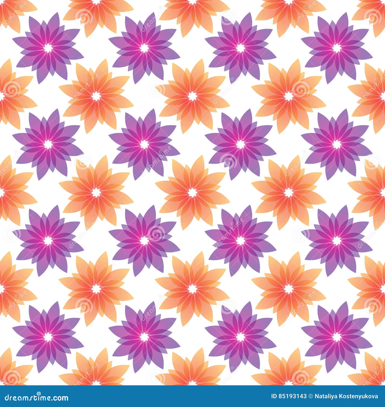 Orange and Violet Flowers Seamless Stock Vector - Illustration of ...