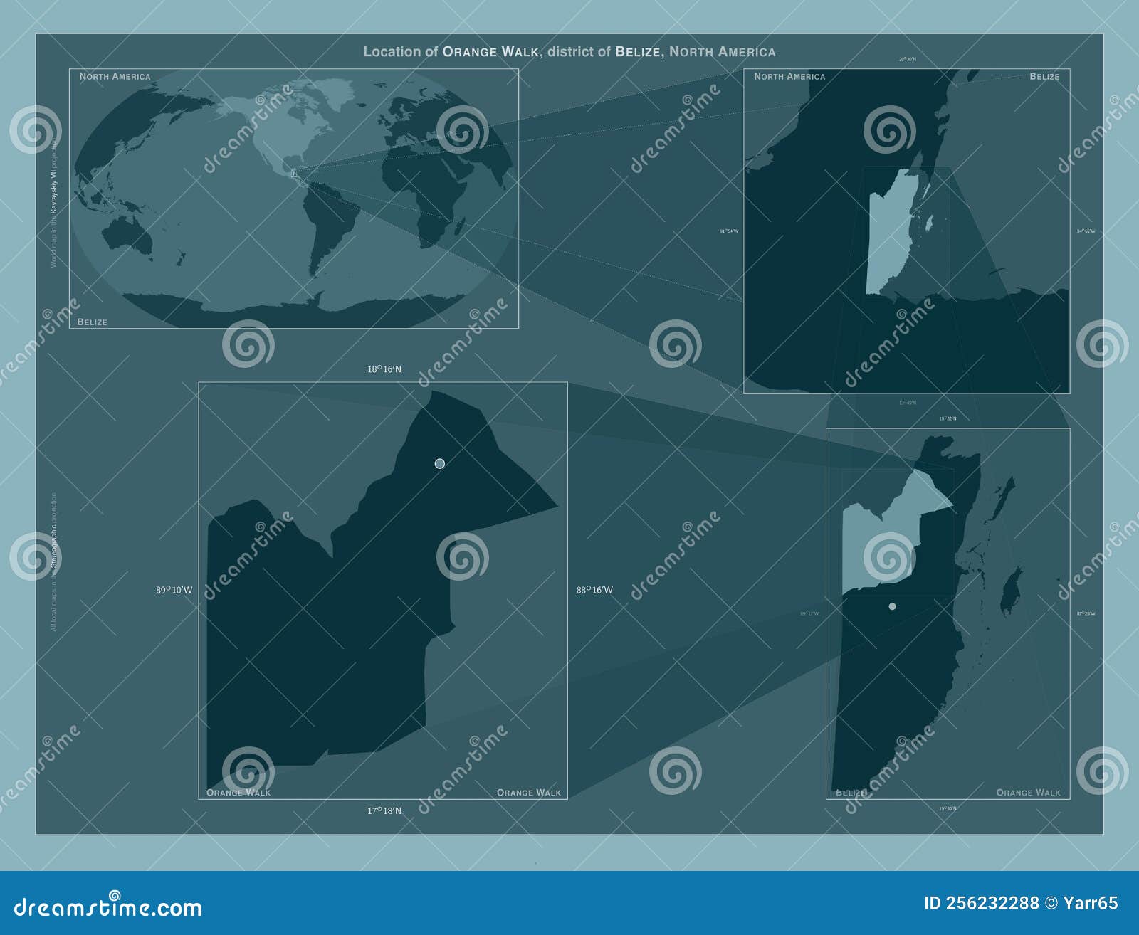 Orange Walk, Belize. Described Location Diagram Stock Illustration ...