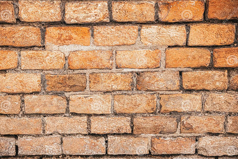 Orange Wall of Bricks. Close-up View of an Aged Brick Wall ...
