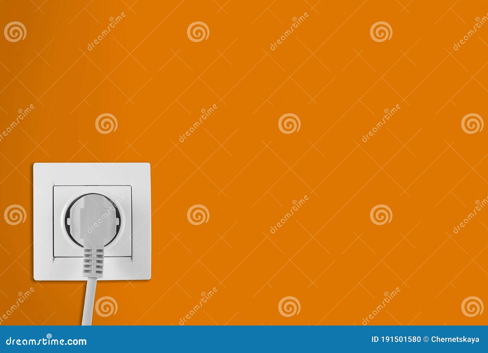 Orange Wall with Power Socket and Inserted Plug. Electrical Supply ...