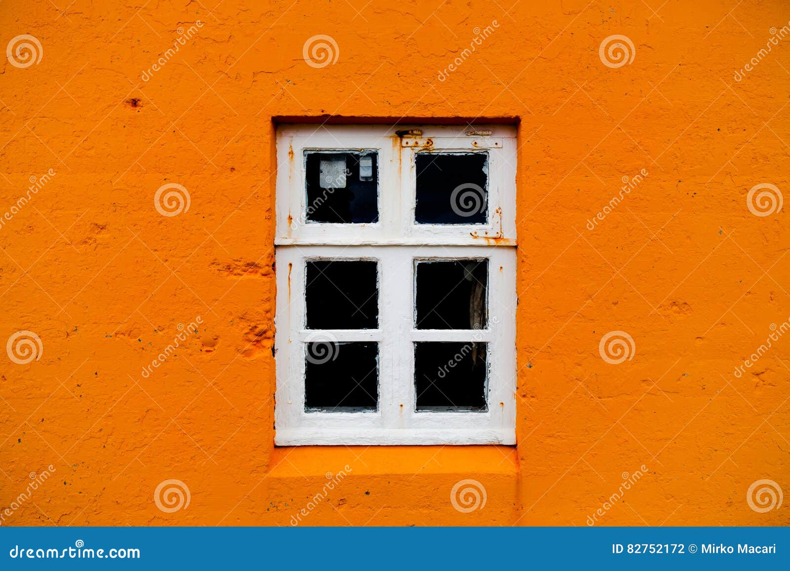 Orange Wall and White Window Stock Photo - Image of orange, house: 82752172