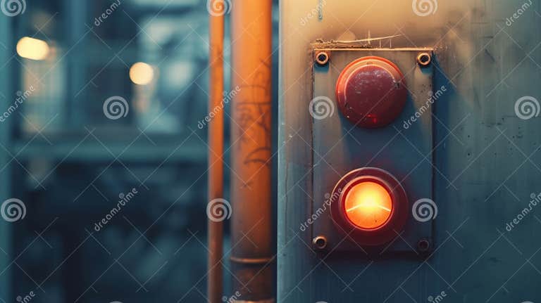 Orange Warning Light Flashing on Control Panel in Industrial Setting ...