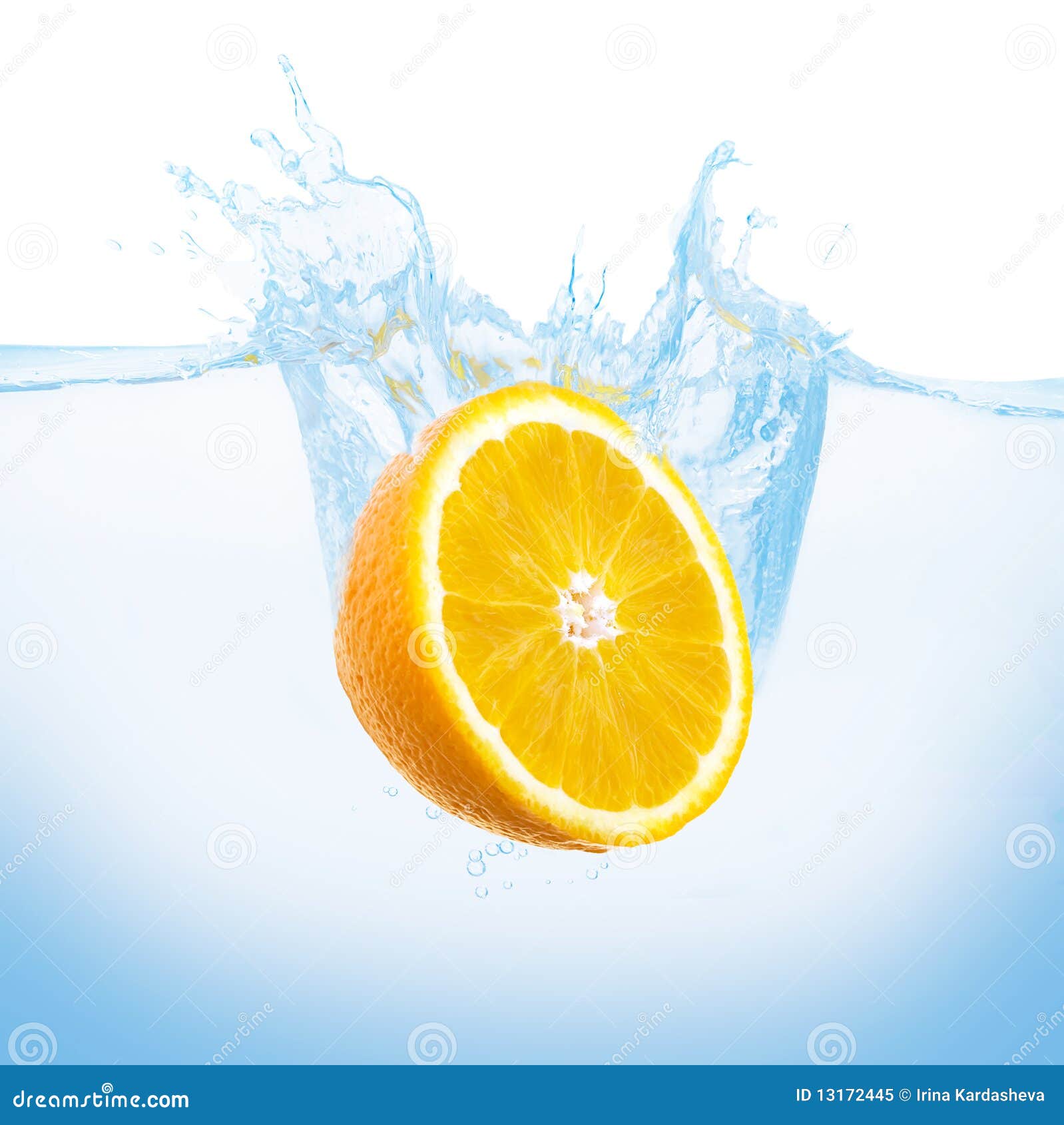 Orange in the water stock image. Image of drop, macro - 13172445