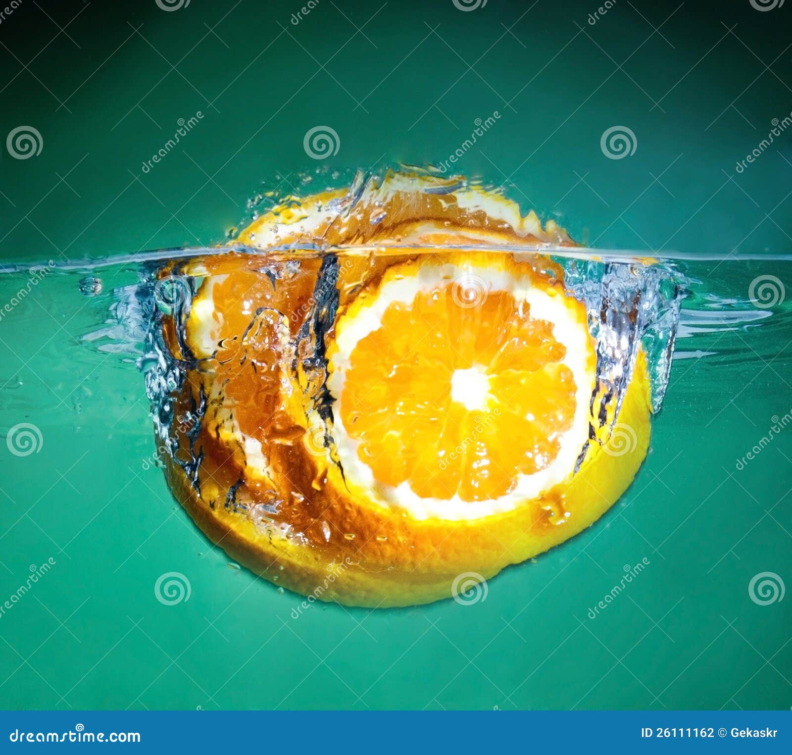 Orange in water stock photo. Image of liquid, clear, drop - 26111162