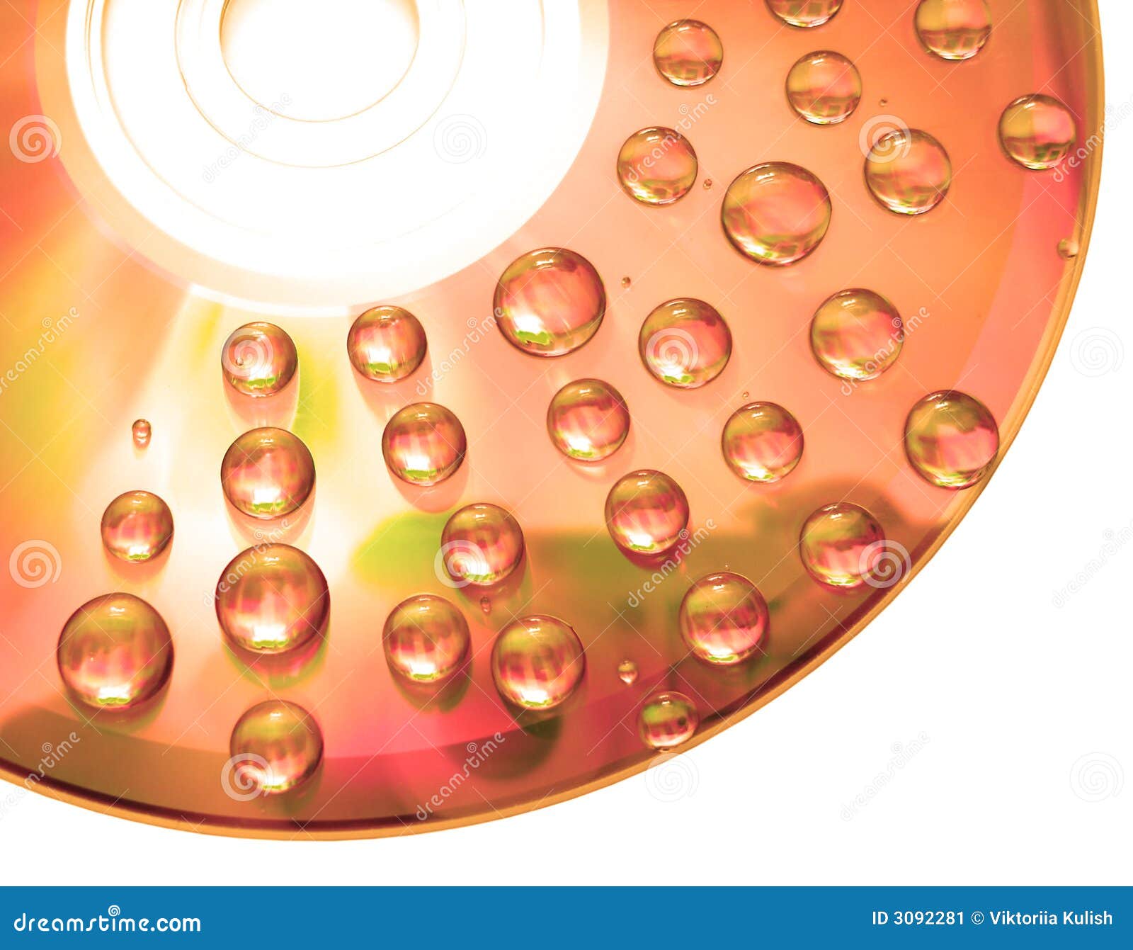 Orange water drop on disk stock image. Image of abstract - 3092281