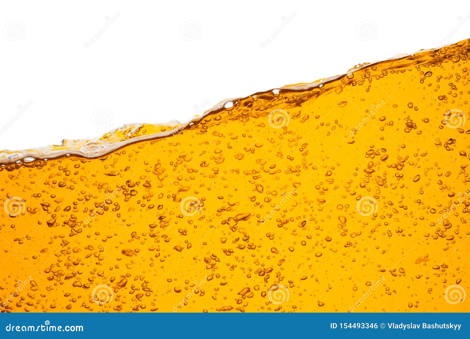 Orange Water Line with Bubbles Isolated on a White Background. Stock ...