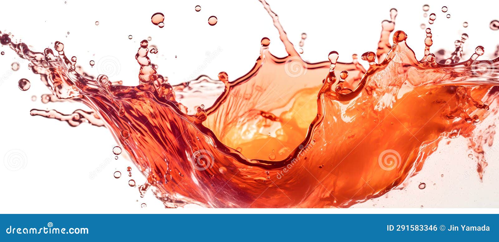 Orange Water Splash with Bubbles Isolated on White Background. 3d ...