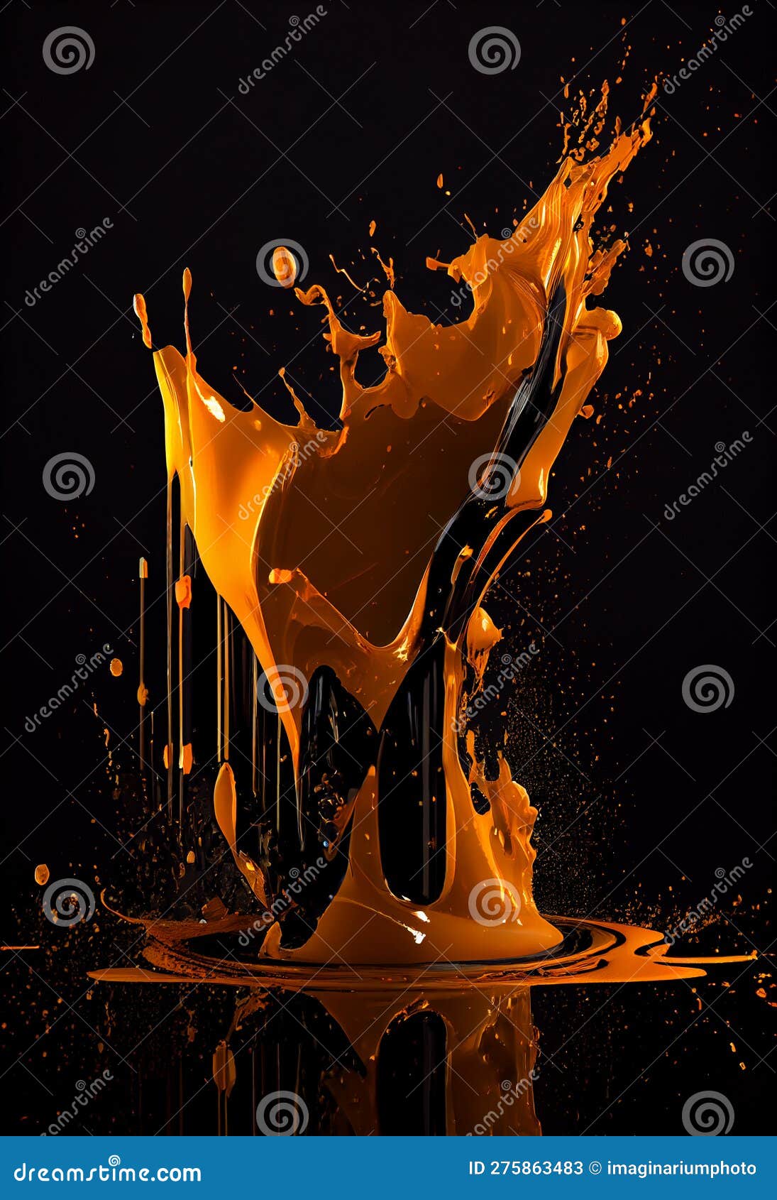 Orange Water Splash Isolated on Black Stock Illustration - Illustration ...