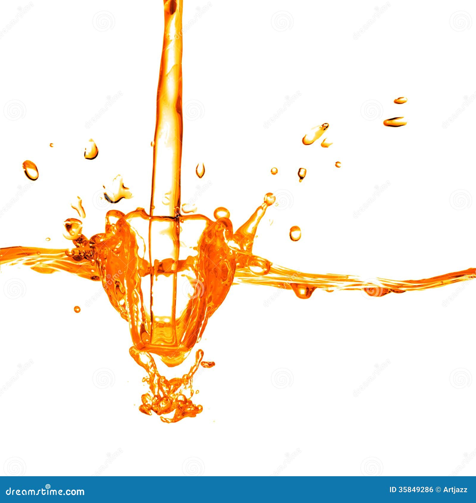 Orange Water Splash Isolated on White Stock Photo - Image of hygiene ...