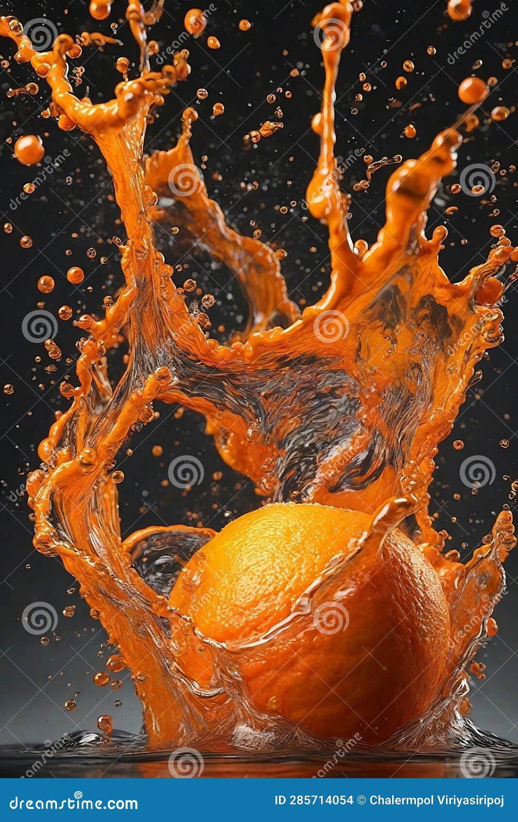 Orange in water splash. stock illustration. Illustration of water ...