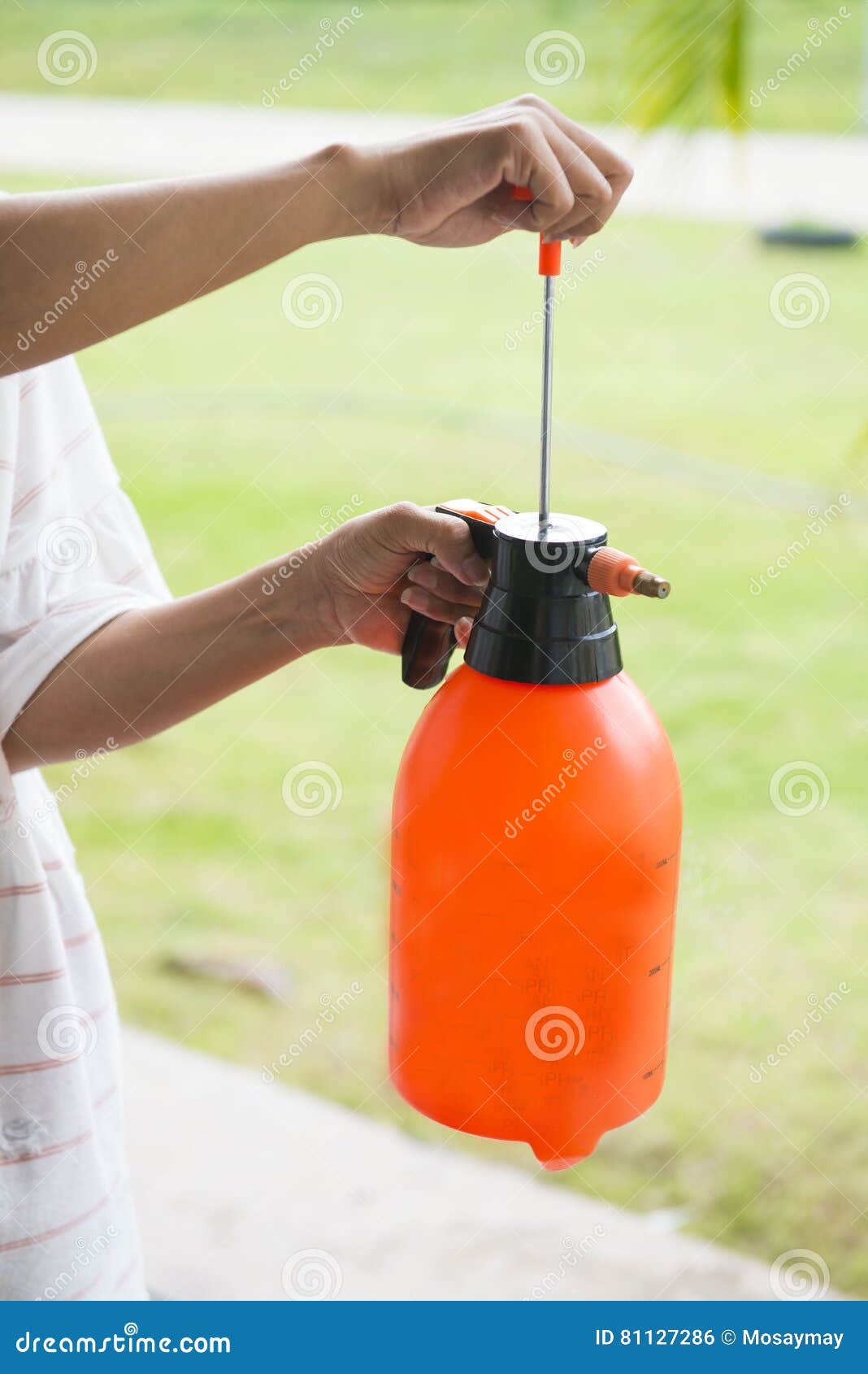Orange Water Spraying Bottle Stock Photo - Image of tool, sprayer: 81127286