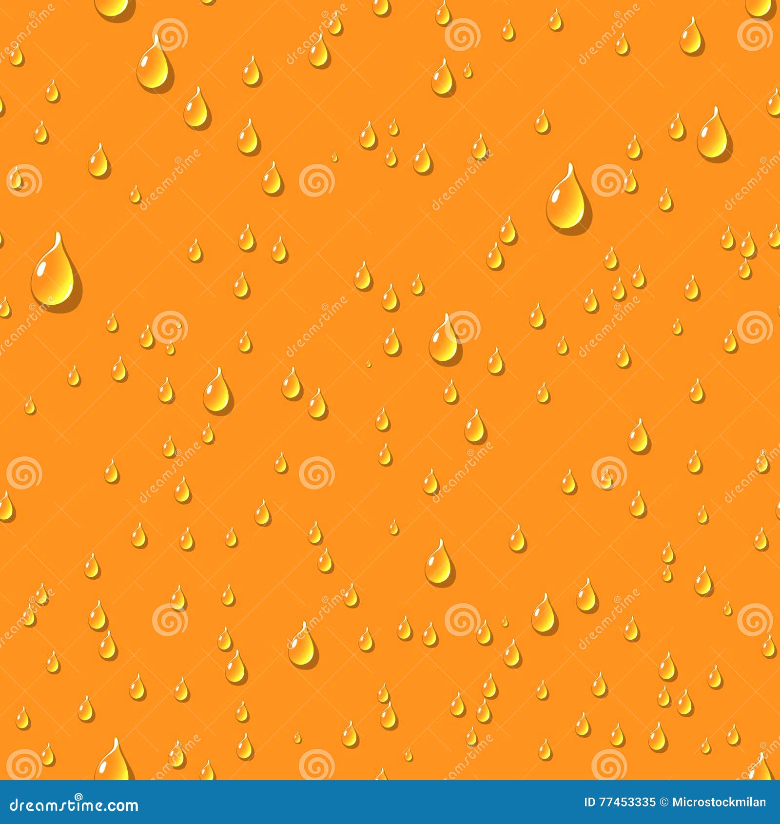 Orange Water Transparent Drops Seamless Pattern. Stock Vector ...
