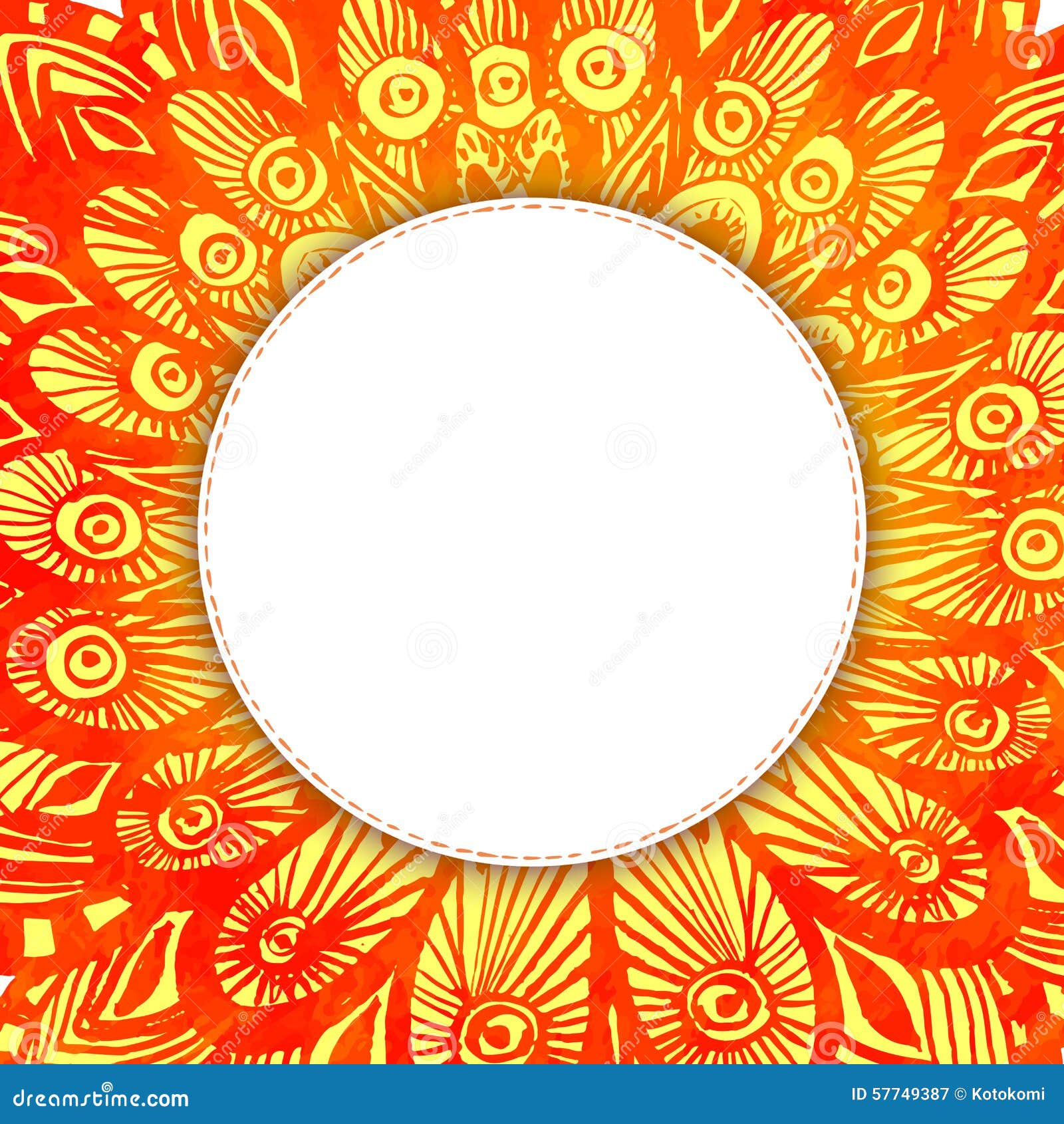 Orange Watercolor Background with Hand Drawn Stock Illustration ...