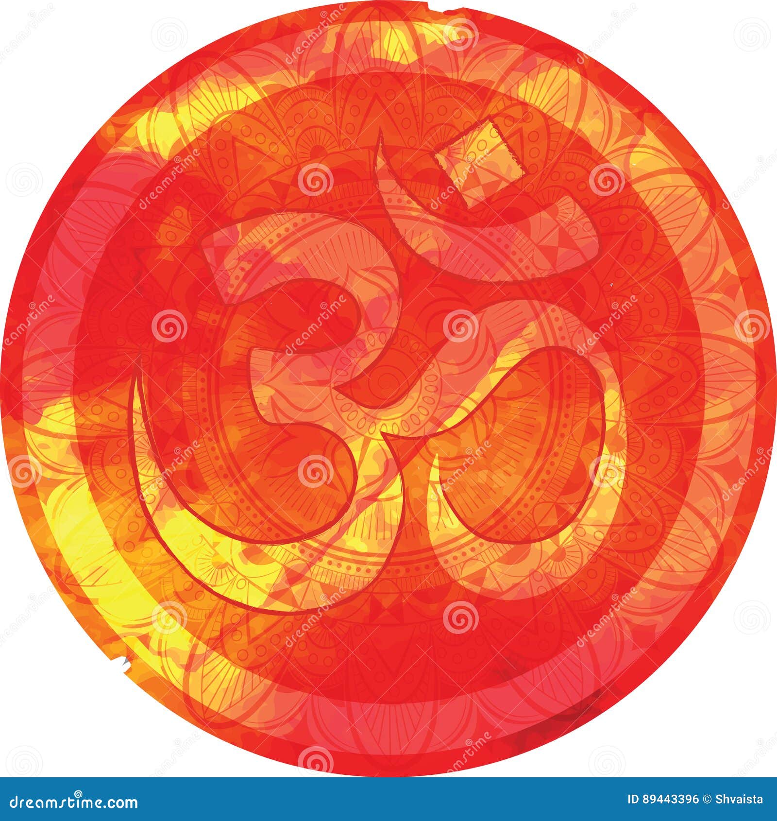 Orange Watercolor Background. Om Sign. Stock Vector - Illustration of ...