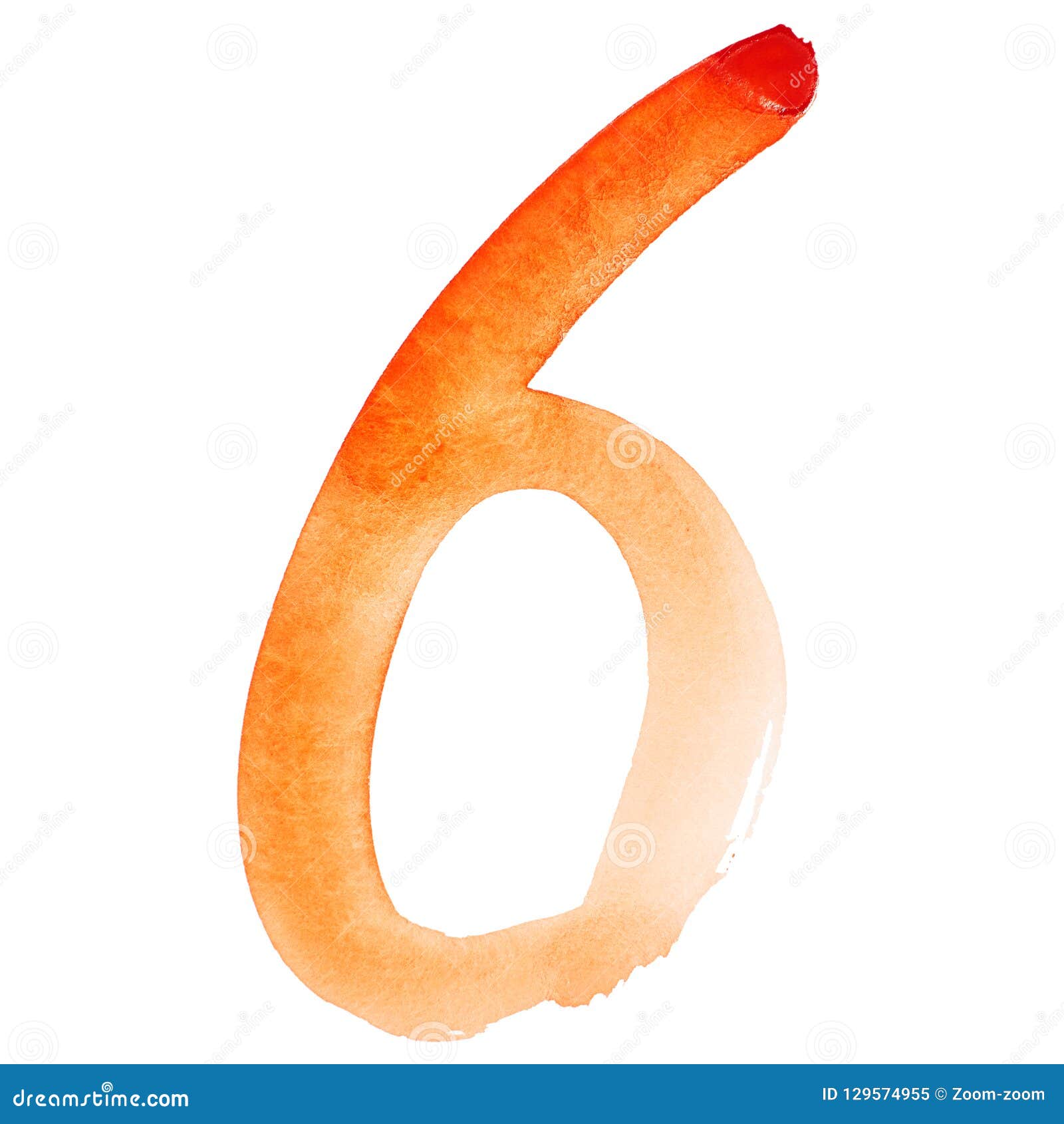 Orange watercolor numbers stock image. Image of painted - 129574955
