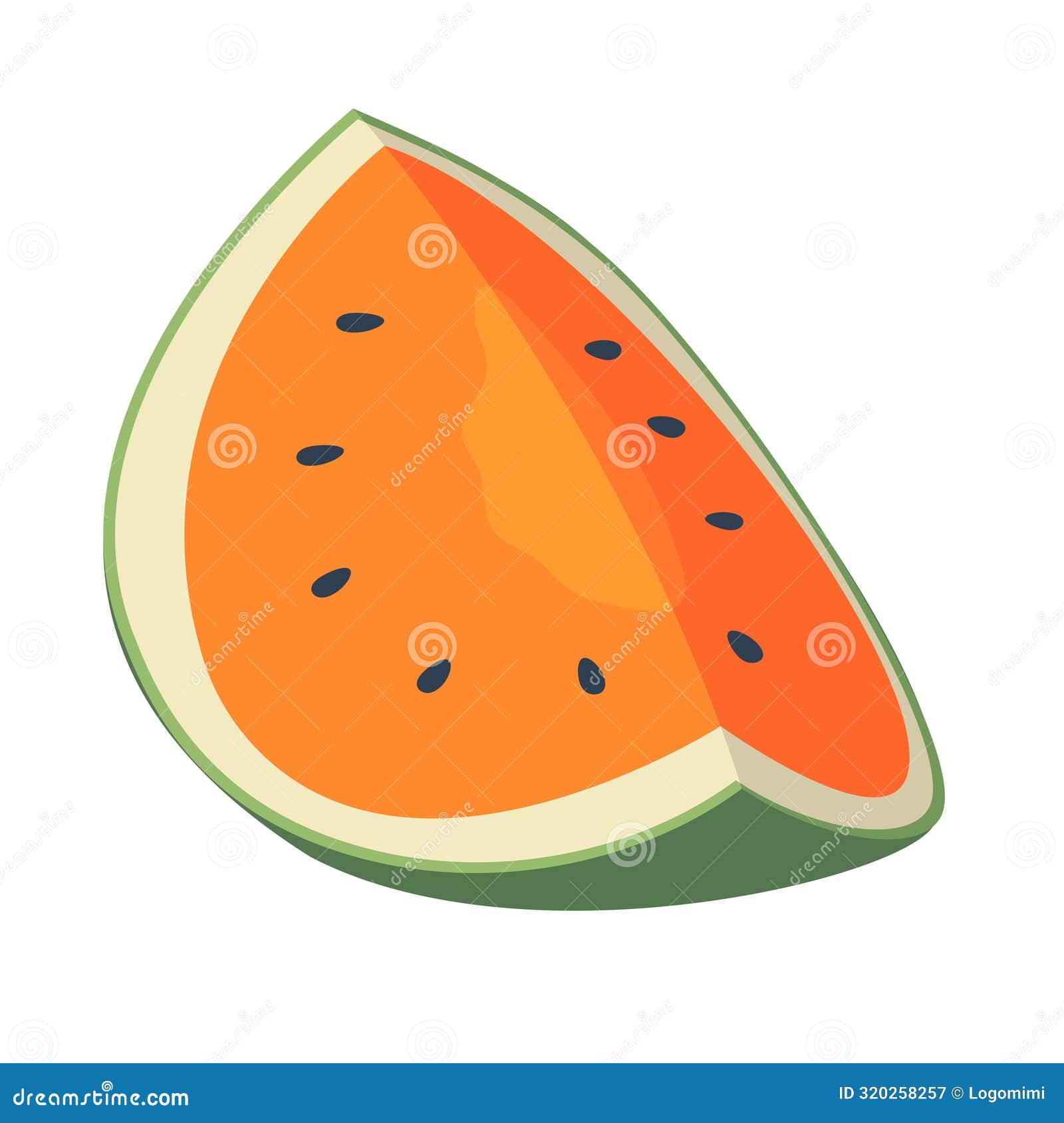 Orange Watermelon Fruit Vector Illustration, Isolated on White ...