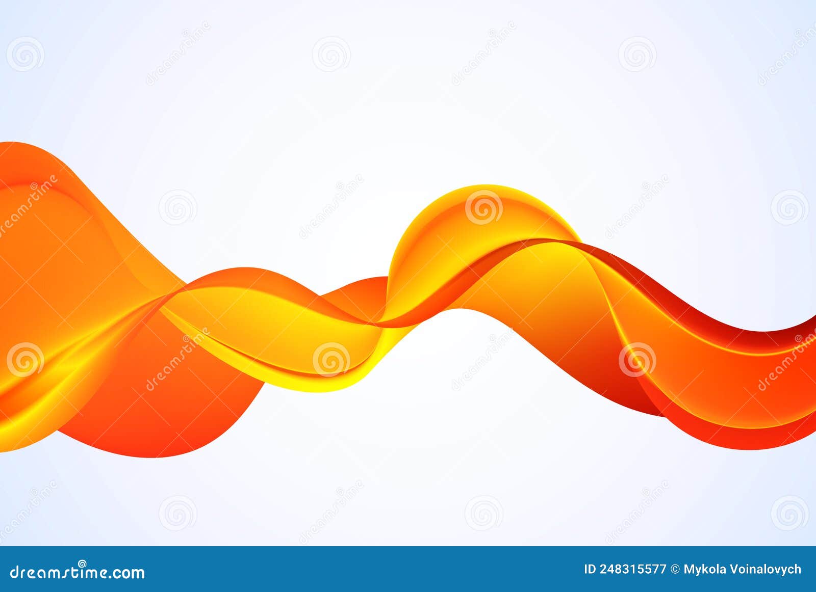 Orange Wavy Wave Flow on Abstract Background. Horizontal Orange Wave ...